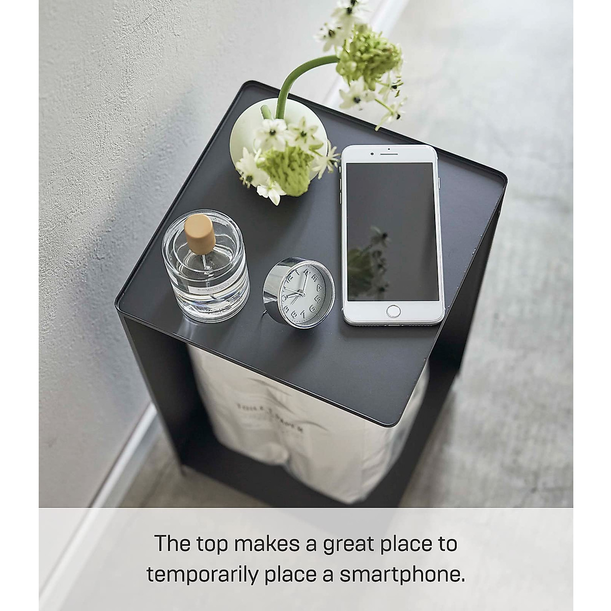 Yamazaki Home Bathroom Organizer Rolling Steel | Toilet Paper Stocker, One Size, Black