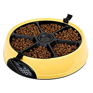 ZZK Automatic pet Feeding Bowl 6 cat Meal time quantitative Feeder Dogs, Cats and Dogs Intelligent Automatic Drink Cups LCD Display,A