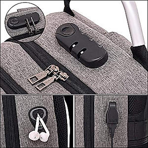 TARVIK Backpack Men's 15-inch Laptop Men's Backpack Fashion Code Lock Anti-theft Backpack Travel Travel Luggage School Bag (Color : Gray)