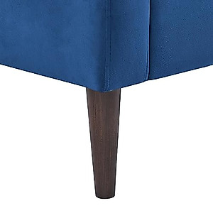 KNAMOTL Mid Century 3 Seats Velvet Chesterfield Sofa Couch with Storage Side Pocket, Upholstered Tufted Comfortable Sofa with Armrest for Bedroom Apartment Home Office, Space-Saving (Blue)