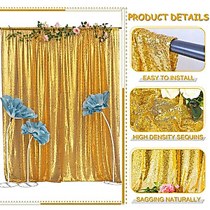 TCBESTO Gold Sequin Backdrop Curtains 4FT x 8FT 2 Panels Glitter Curtain Backdrop Sparkly Photography Background Drapes for Wedding Bridal Shower Christmas Festival Birthday