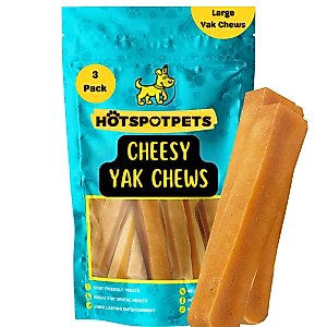 hotspot pets Large Himalayan Yak Cheese Dog Chew - 3 Count Thick Rawhide Free Yak Cheese Chews, Long Lasting Dog Chew Stick for Agrgressive & Power Chewers