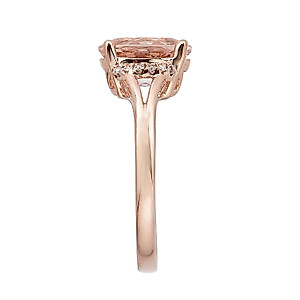 Gin & Grace 10K Rose Gold Natural Diamond (I1,I2) & Genuine Morganite Engagement Promise Propose Promise Ring for Women