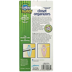 Size-It Closet Organizers By Baby Buddy - Baby Clothes Closet Dividers – Nursery Clothing Organization For Babies And Kids, Newborn Up To Size 8, Clothes Divider For Closet, Gray, 5 Count