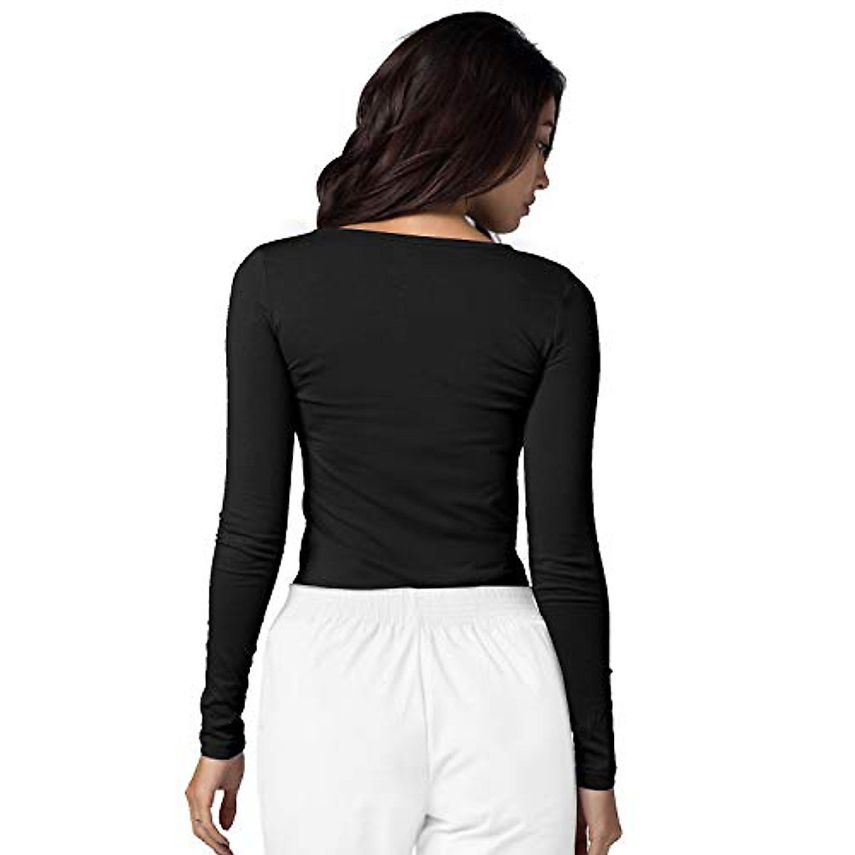 Adar Uniforms Underscrubs for Women, Long Sleeve Underscrub Comfort Tee, 2900, Black, S