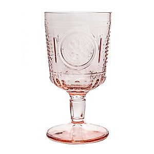Bormioli Rocco Romantic Set Of 4 Stemware Glasses, 10.75 Oz. Colored Crystal Glass, Cotton Candy Pink, Made In Italy.