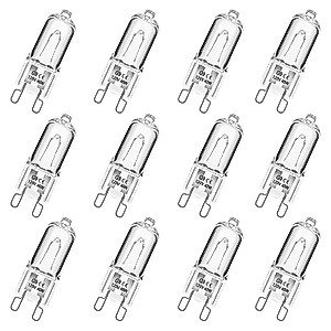 WeshLMPO G9 Halogen Light Bulbs 2 pin 120V 40W, Dimmable Long Lasting T4 JCD Type, G9 Bulb for Chandeliers, Microwave Oven, Range Hood Lights Warm White 12 Pack