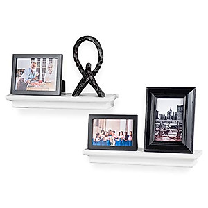 brightmaison BGT Pure Crown Molding Floating Shelves, Wall Decor for Living Room, Picture Ledge & Plant Shelf, Wall Shelf Set of 2, White