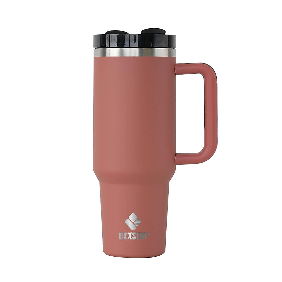 Bexsem - Stainless Steel Insulated Beer Coffee Mug Powder Coated 40oz | Tumblers with Handle | Travel-Friendly (Dark)