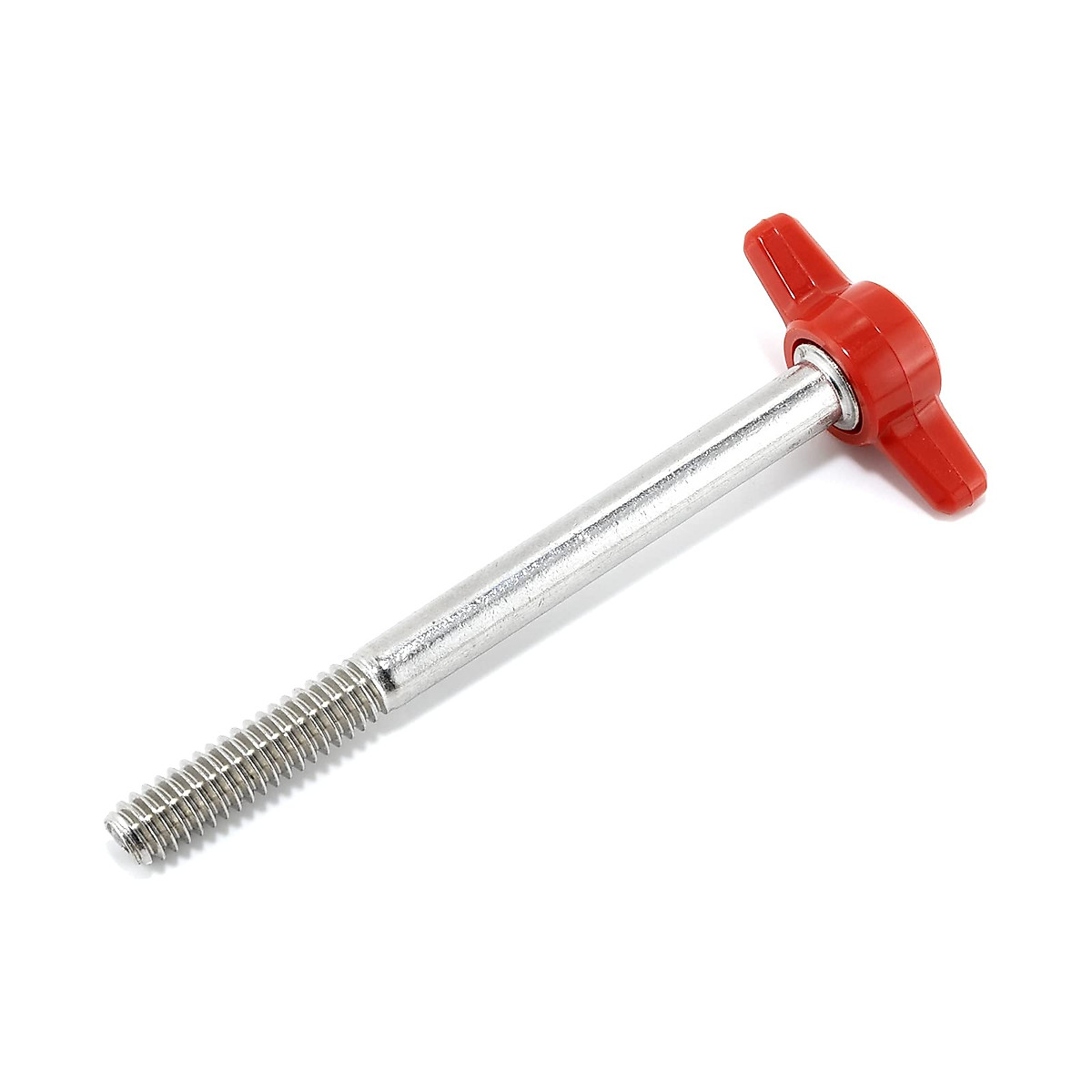 1/4"-20 x 3 Thumb Screw Stainless Steel - Red Tee Wing Plastic Knob - Standard/Coarse Thread Thumbscrew - Length: 3.000" - Proudly Built in USA - Package of (4)
