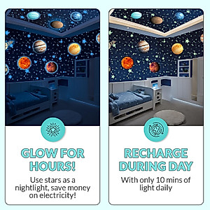 LUMOSX Glow in The Dark Stars for Ceiling - 534pcs Solar System Stickers Glowing Stars Planets & Constellation EBook Glow Stars for Ceiling Glow in The Dark Stars and Planets for Ceiling (Blue)