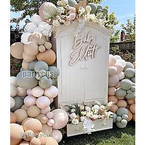 Dusty Green Nude Balloon Garland Double Stuffed Blush Brown Cream Sand White Balloon Arch Neutral Avocado Green Apricot Matte Balloons for Baby Shower Wedding Birthday Gender Reveal Party Decoration