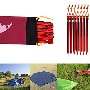 Haploon Camping Accessories Kit, Aluminum Tent Mallet Stake Hammer with Metal Tent Pegs, Nylon Guyline Rope 4x13ft with Cord Adjuster, Tent Accessories for Camping, Hiking, Backpacking