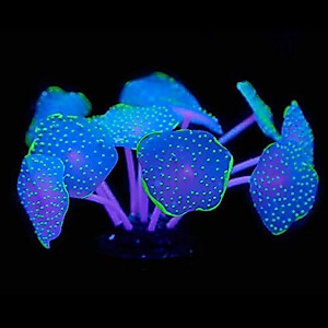 Uniclife Silicone Coral Plant Decorations Glowing Artificial Ornament for Fish Tank Aquarium, Green, Ball Shape