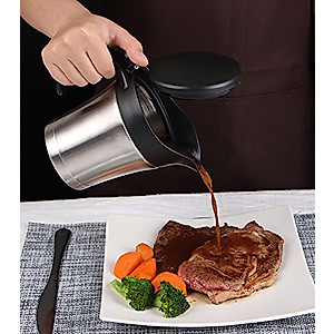 Rorence Stainless Steel Double Insulated Gravy Boat/Sauce Jug 16 Ounce Capacity