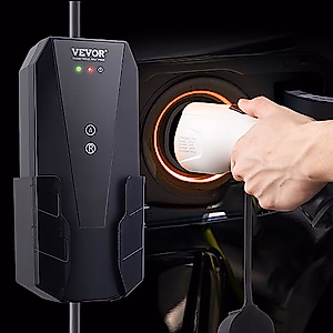 VEVOR Level 1+2 Portable EV Charger, 16 Amp 120V or 240V, Electric Vehicle Charger with 28-Foot Charging Cable NEMA 6-20P Plug NEMA 5-15 Adapter, Plug-in Home EV Charging Station for SAE J1772 EVs