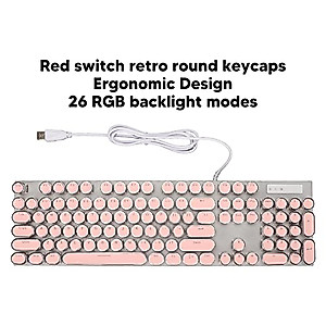 LBEC Mechanical Keyboard, ABS Material Mechanical Gaming Keyboard 104 Keys Typewriter Style Ergonomic Design (Red Switch)