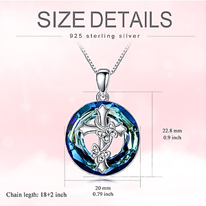 POTOPYY Butterfly Necklace S925 Sterling Silver Crystal Butterfly Necklaces for Women Butterfly Pendant Jewelry, Butterfly Gifts for Women Mom Christmas Mothers Day Birthday New Year Anniversary