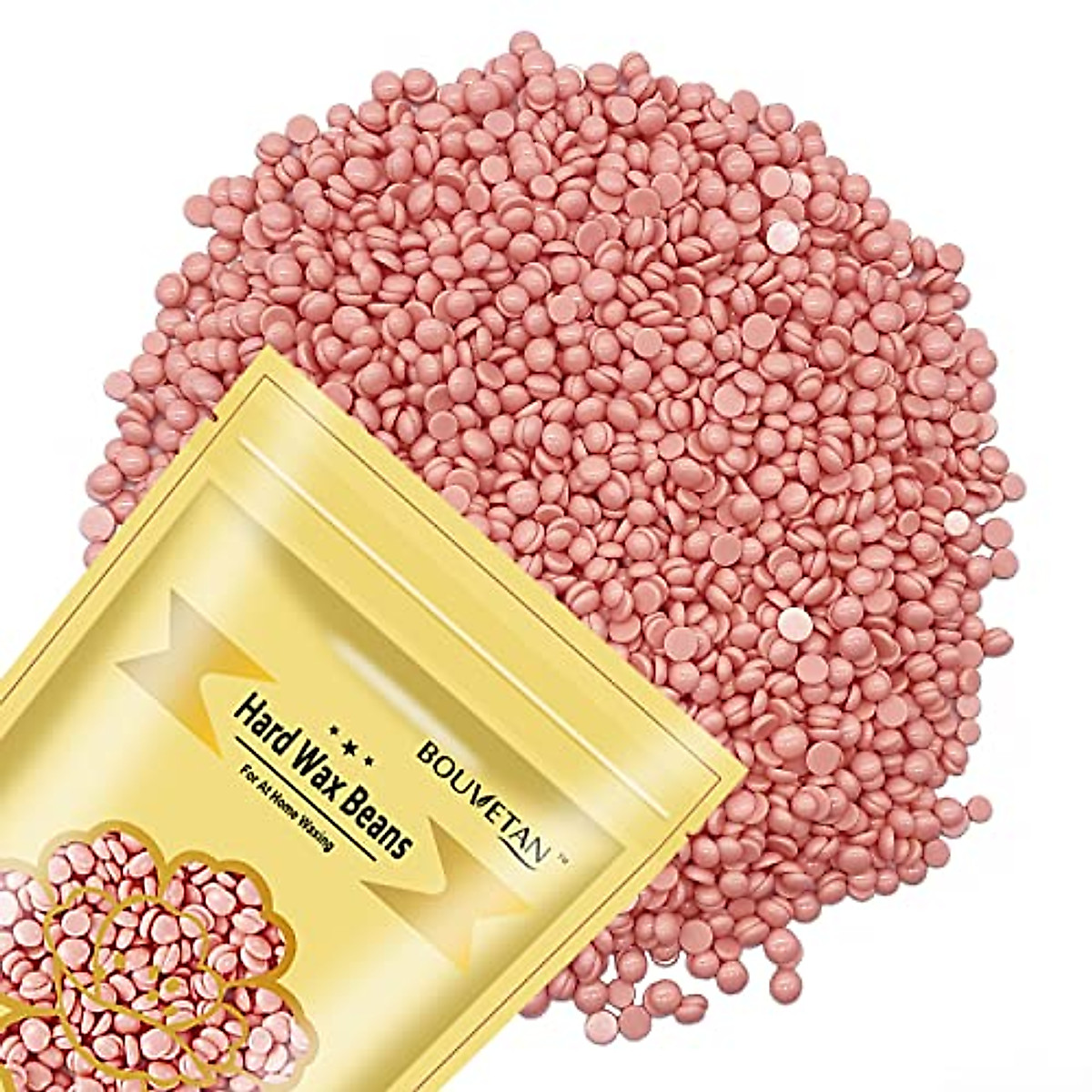 Bouvetan Hard Wax Beans for Painless Hair Removal, Rose Formula - 18oz, Waxing Beads for Face, Eyebrow, Armpit, Legs, Brazilian, Kit with 10pcs Wax Sticks