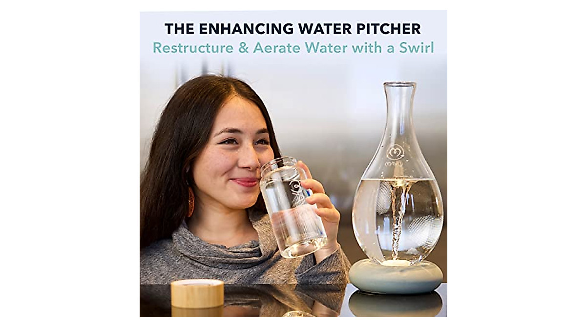 MAYU Swirl Structured Water Pitcher - 1.5L Glass Carafe with Vortex ...