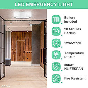 OSTEK LED Emergency Exit Lighting Fixtures with 90 Minutes Long Backup Batteries, US Standard Adjustable Integrated LED Emergency Light for Commercial Hallways, Stairways, Fire Resistant