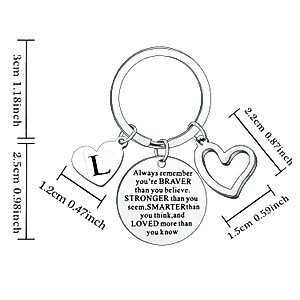 Inspirational Keychain Always Remember You Are Braver Than You Believe Jewellery Letter Keyring Gifts for Men Women (L)