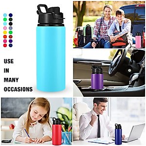 Sunnyray 16 Pcs Aluminum Water Bottle Bulk Multicolor Reusable Sports Bottle with Snap Lids Multipack Vacuum Water Flask for Travel Camping, Picnics, Gym, Hiking, Cycling, Fishing (20 Oz)