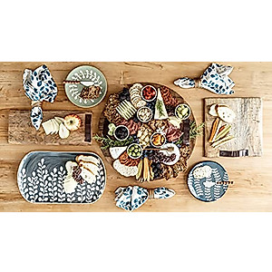 Mud Pie Blue Painted Leaf Platter, 10.5" x 17.5"