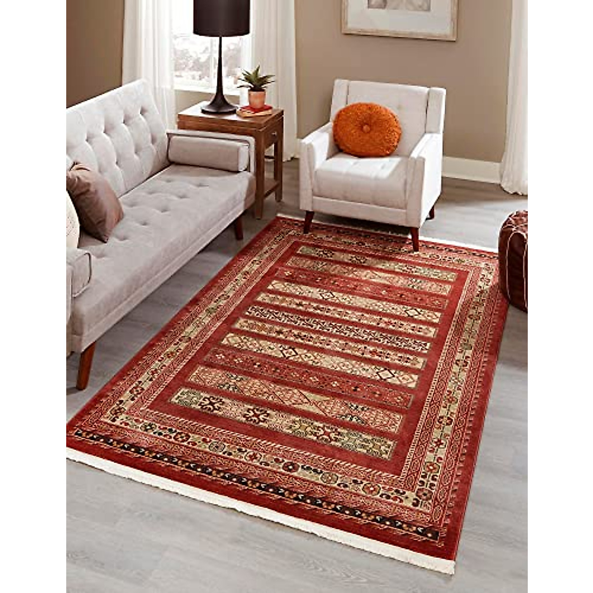 Unique Loom Fars Collection Area Rug - Pasadena (9' x 12' 2" Rectangle, Rust Red/ Black)