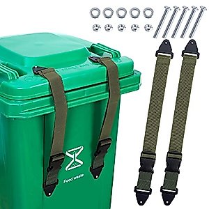 Bylion 2 Pack Trash Can Lid Lock, Outdoor Garbage Can Locks for Animals Proof Universal Lid Lock Stretchable Elastic Strap to Prevent Rust Trash Can Locks for Animals, Squirrels, Dogs, Raccoons
