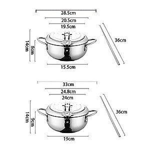 Deep Fryer Pot, Japanese Tempura Small Deep Fryer Stainless Steel Frying Pot With Thermometer,Lid And Oil Drip Drainer Rack for French Fries Shrimp Chicken Wings(20cm, 304)
