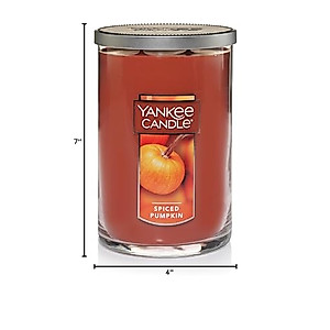 Yankee Candle Spiced Pumpkin Scented, Classic 22oz Large Tumbler 2-Wick Aromatherapy Candle, Over 75 Hours of Burn Time, Apothecary Jar Fall Candle, Autumn Candle Scented for Home