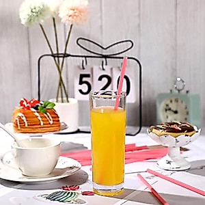 100 Pieces Valentine Straws Heart Shaped Pink Straws Plastic Disposable Drinking Cute Straw Drinking Coffee Milk Straw Valentine Party Favors for Bridal Shower Wedding Supplies (100 Pieces)