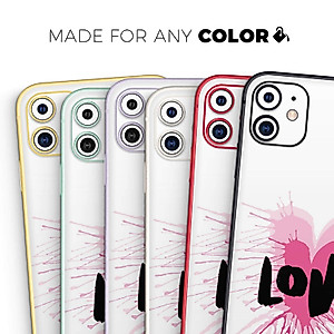 Design Skinz Splattered Pink Love - DesignSkinz Protective Vinyl Decal Wrap Skin Cover Compatible with The Apple iPhone 12 Pro (Full-Body, Screen Trim & Back Glass Skin)