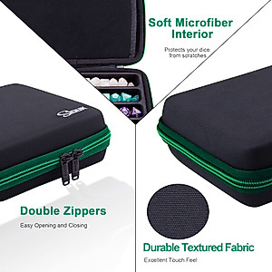 SIQUK Green EVA Dice Case with Detachable Tray and Handle for Dungeons & Dragons and Other RPG Games
