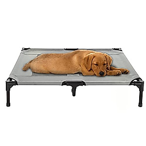 PETMAKER Elevated Dog Bed – 36x29.75 Portable Bed for Pets with Non-Slip Feet – Indoor/Outdoor Dog Cot or Puppy Bed for Pets up to 80lbs Large (Gray)