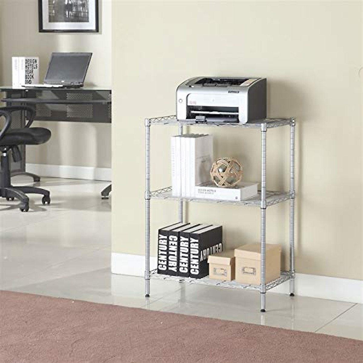 BELANITAS 3 Tier Wire Shelving Unit Adjustable Height Storage Shelves Heavy Duty Metal Shelf Steel Wire Shelving Rack with Wheels, 23" L x 13" W x 32" H, Sliver