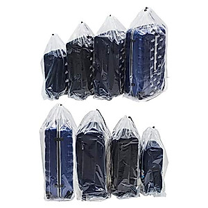Dust Cover Big Plastic Drawstring Bags Multi-Purpose for Storage and Keeping Luggage, Big Dolls, Blankets, Pillows, Suitcase Good for Household Organizing Reusable Set of 4 bags Size S, M, L, XL