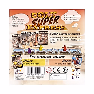 Colt Super Express Board Game - Fast-Paced Wild West Showdown! Strategy Game for Kids & Adults, Ages 10+, 3-7 Players, 15 Minute Playtime, Made by Ludonaute