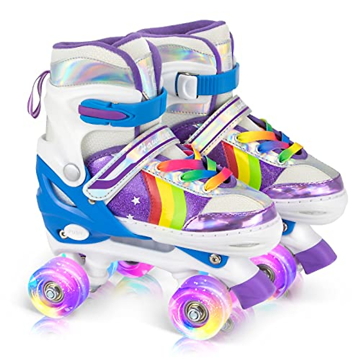 Hawkeye Roller Skates for Girls, 4 Sizes Adjustable Roller Skates for Kids Girls Boys Outdoor Indoor with Light up Wheels (Purple S)