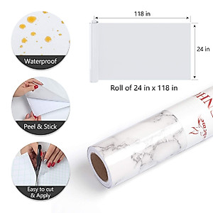 YENHOME Peel and Stick Countertops Waterproof 24"X118" Grey Marble Contact Paper Peel and Stick Self Adhesive Marble Wallpaper for Kitchen Countertop Contact Paper Marble Contact Paper for Cabinets