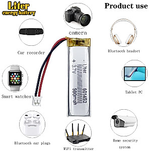 Liter energybattery 3.7V Lipo Battery 500mAh Rechargeable Lithium ion Polymer Battery 601452 Lithium Polymer ion Battery with JST Connector