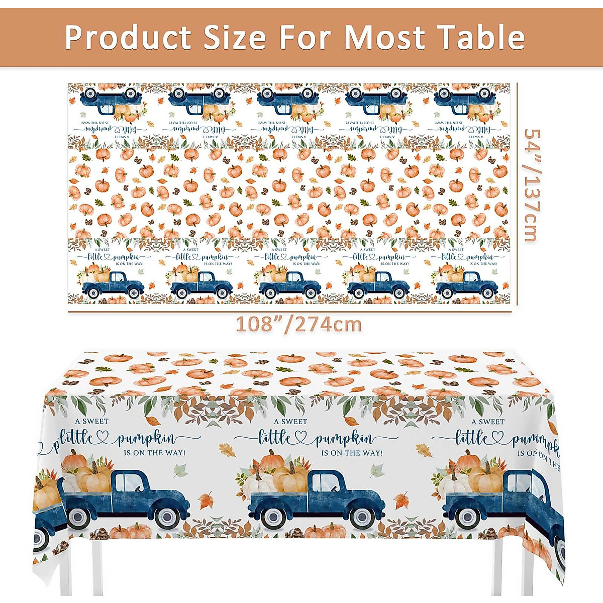 Yuzioey 177pcs Pumpkin Baby Shower Decorations, A Little Pumpkin is On The Way, Fall Pumpkin Disposable Dinnerware (Serve 25 Guests)with Paper Plates Cups Napkins, Banner Tablecloth