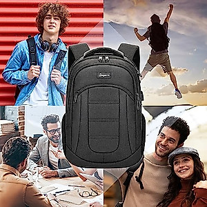 BAGEIRA Travel Backpack for Men Women, School Backpack, Anti Theft Back Packs Fit 15.6 inch Laptop with USB Charging Port, Business Computer College School BookBag, Work Casual Daypack, Black