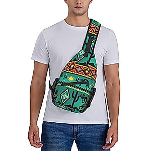 Unisex Men Women 3D Printed Southwestern Kokopelli Native American Animals Sling Bag Crossbody Chest Daypack Lightweight Casual Backpack Shoulder Bag For Travel Hiking Camping Gifts