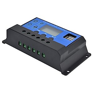 Solar Controller Panel Charger LCD Display Dual USB Intelligent Control Regulator DC 12V/24V(10A)