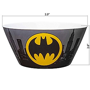 Zak Designs DC Comics Kids' Soup Bowl, Made with Durable Melamine Material Perfect Dinnerware for Indoor/Outdoor Activities (27 oz, BPA-Free, Batman)