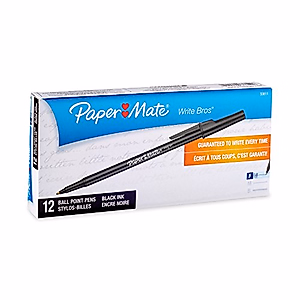 Paper Mate Write Bros Ballpoint Pens, Fine Point (0.8mm), Black, 12 Count
