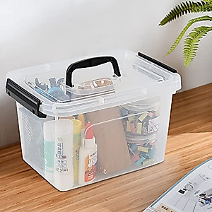 Innouse 6 Quart Clear Latching Storage Bin, Plastic Storage Box with Handle, Set of 6