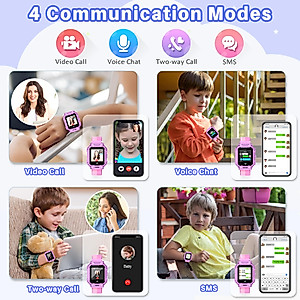 4G Kids Smart Watch with GPS Tracker and Calling, HD Touch Screen Kids Cell Phone Watch Combines SMS, Voice, Video Call, SOS, WiFi, Face Unlock Function, GPS Tracking Watch for Kids Boys Girls 3-15
